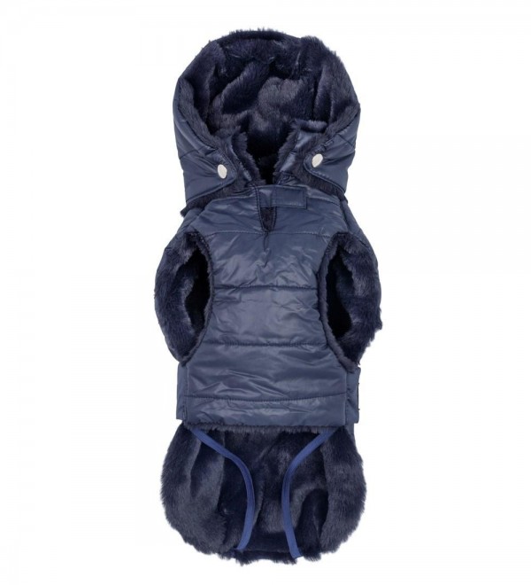 Abrigo para perro azul con pelo en el interior
