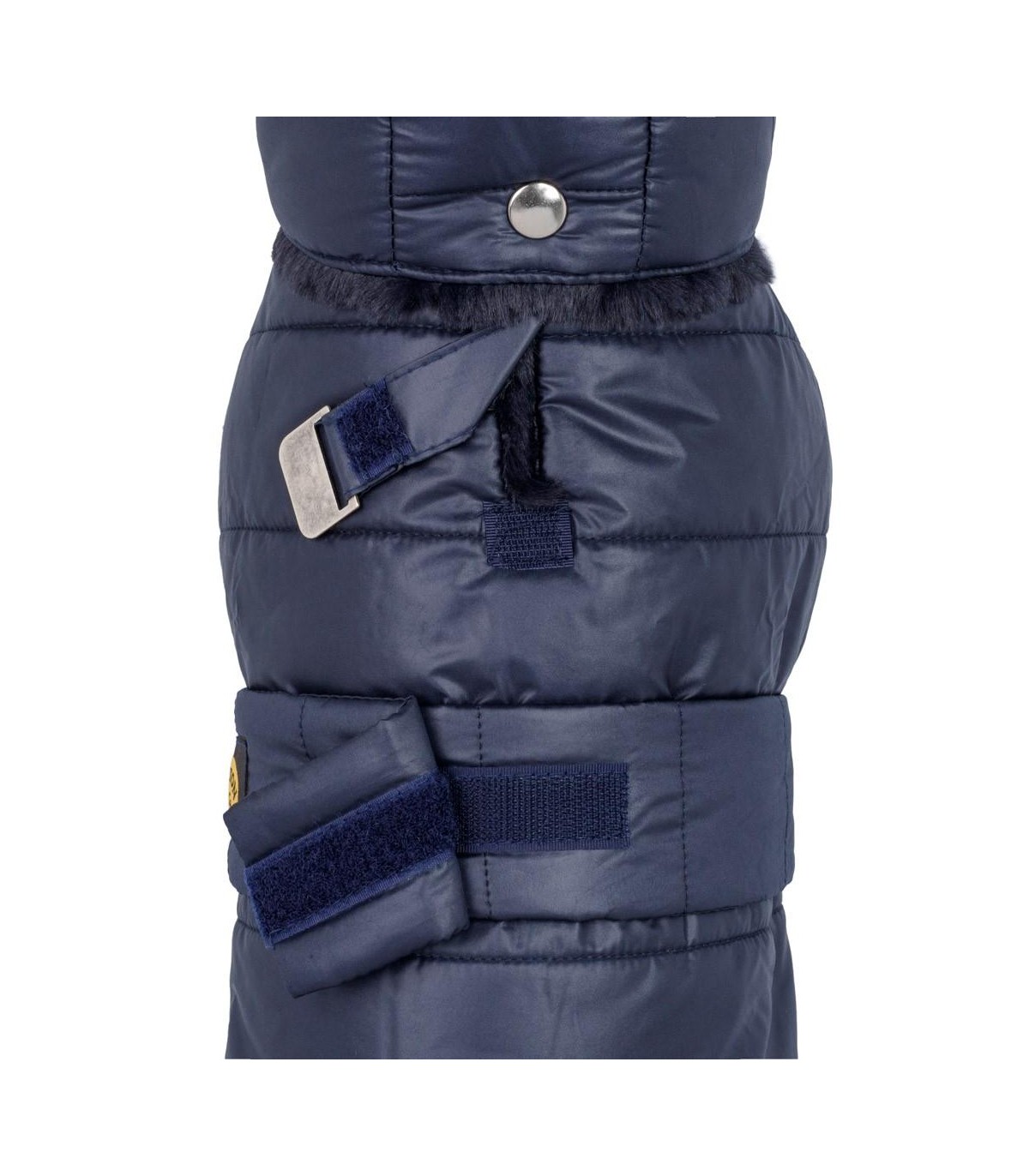 Abrigo para perro azul con pelo en el interior