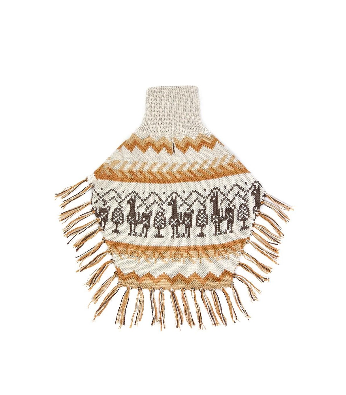 Poncho de lana de alpaca | Poncho Perro Llama Natural